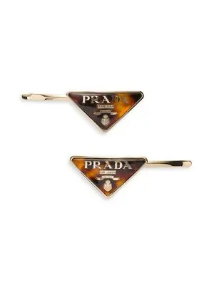 Prada Plexiglas And Metal Barrette - Beige
