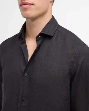 Frescobol Carioca Apos;s Antonio Linen Casual Button-down Shirt - Black