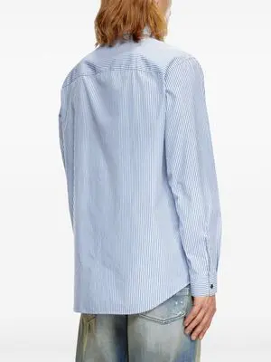 DIESEL® Embroidered-logo Striped Poplin Shirt - Blue