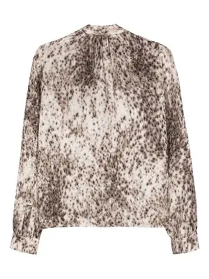 Givenchy Leopard-print Silk Blouse - Brown