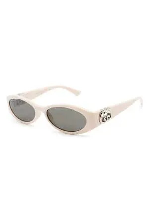 Gucci Oval-frame Sunglasses - Neutrals
