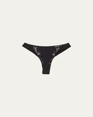 LIVY Broadway Microfiber And Lace Tanga - Black
