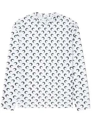 MARINE SERRE Moon-print Long-sleeve T-shirt - White