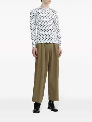MARINE SERRE Moon-print Long-sleeve T-shirt - White