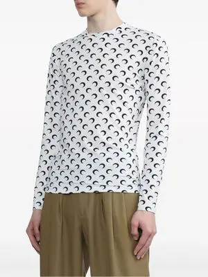 MARINE SERRE Moon-print Long-sleeve T-shirt - White