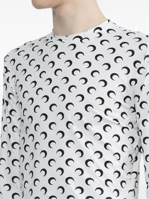 MARINE SERRE Moon-print Long-sleeve T-shirt - White