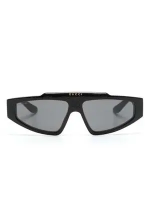 Gucci Gg Supreme Geometric-frame Sunglasses - Black