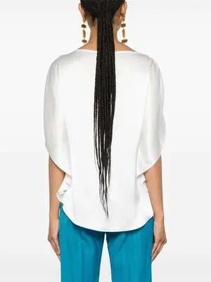 GIANLUCA CAPANNOLO Boat-neck Satin Blouse - White