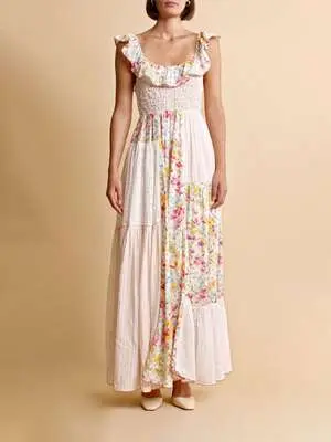 ByTiMo Floral-print Patchwork Maxi Dress