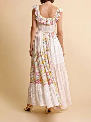 ByTiMo Floral-print Patchwork Maxi Dress