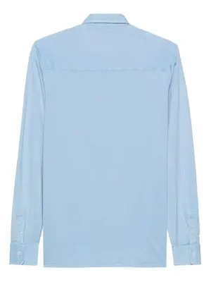 Fedeli Plain Organic-cotton Shirt - Blue