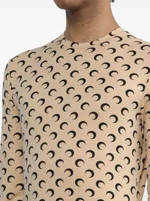 MARINE SERRE Moon-print Long-sleeve T-shirt - Neutrals