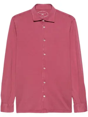 Fedeli Plain Organic-cotton Shirt - Pink