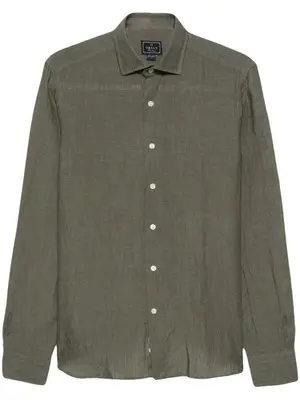 ORIAN Long-sleeve Linen Shirt - Green