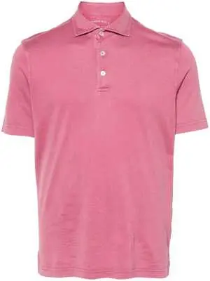 Fedeli Short-sleeve Cotton Polo Shirt - Pink