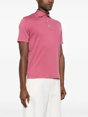 Fedeli Short-sleeve Cotton Polo Shirt - Pink