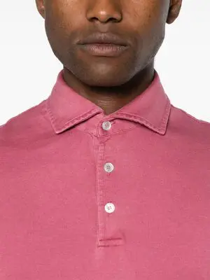 Fedeli Short-sleeve Cotton Polo Shirt - Pink