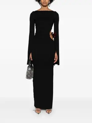 MANURI Floral-appliqué Maxi Dress - Black