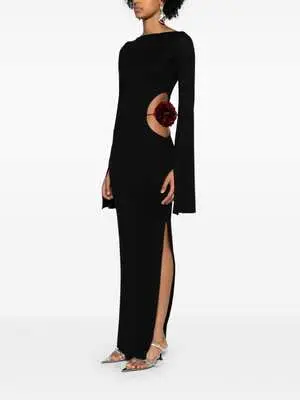 MANURI Floral-appliqué Maxi Dress - Black