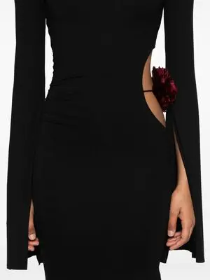 MANURI Floral-appliqué Maxi Dress - Black