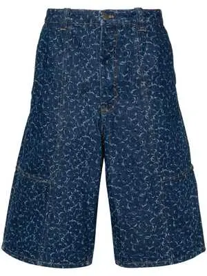 Maison Kitsuné Abstract Daisy Print Denim Shorts