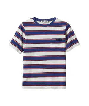 Miu Miu Striped Cotton T-shirt - Blue