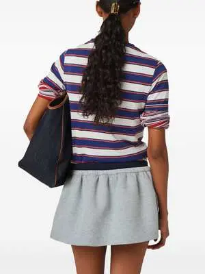 Miu Miu Striped Cotton T-shirt - Blue