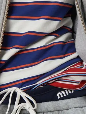 Miu Miu Striped Cotton T-shirt - Blue
