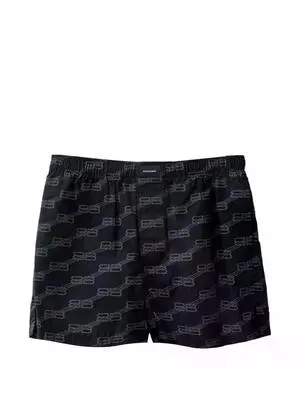 Balenciaga Bb Monogram Cotton Poplin Shorts