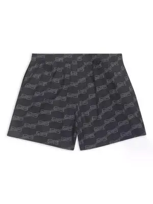Balenciaga Bb Monogram Cotton Poplin Shorts