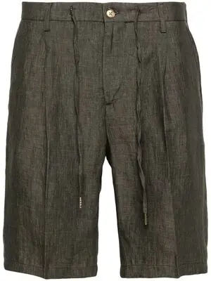 BRIGLIA 1949 Olbias Pleat-detail Linen Shorts - Green