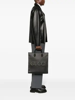 Gucci Logo-embossed Leather Tote Bag