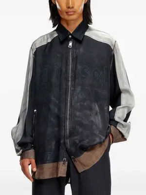 DIESEL® Logo-print Zip-up Shirt