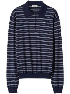Miu Miu Logo-print Striped Polo Top