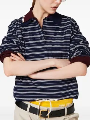 Miu Miu Logo-print Striped Polo Top