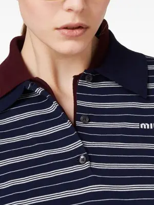 Miu Miu Logo-print Striped Polo Top