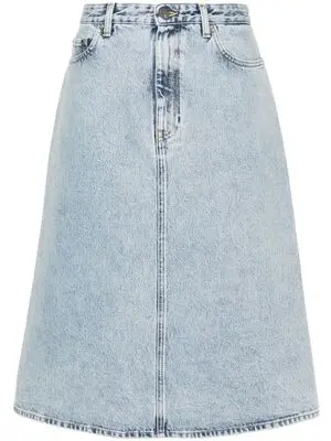 TOTEME Organic Cotton Denim Midi Skirt - Blue
