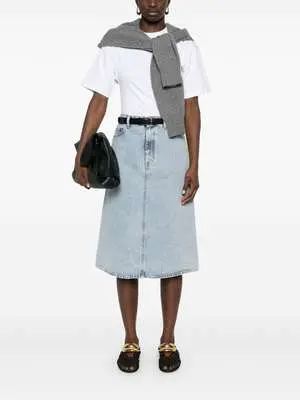 TOTEME Organic Cotton Denim Midi Skirt - Blue