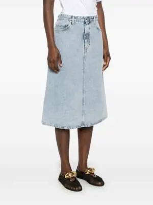 TOTEME Organic Cotton Denim Midi Skirt - Blue