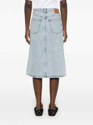 TOTEME Organic Cotton Denim Midi Skirt - Blue