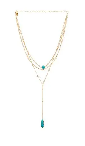 Ettika Multi Chain Lariat Choker - Turquoise