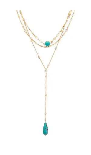 Ettika Multi Chain Lariat Choker - Turquoise