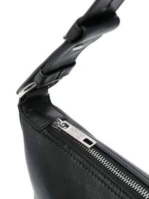 Moschino Logo Appliqué Leather Shoulder Bag