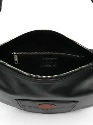 Moschino Logo Appliqué Leather Shoulder Bag