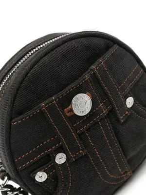 Moschino Decorative Stitching Denim Shoulder Bag