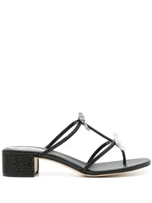 Rene Caovilla Caterina 40mm Leather Sandals - Black