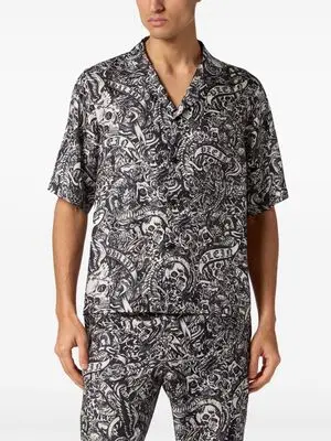 Philipp Plein Tattoo Short-sleeve Silk Shirt