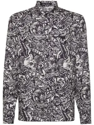 Philipp Plein Tattoo-print Silk Shirt