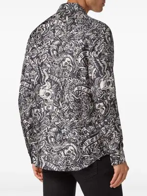 Philipp Plein Tattoo-print Silk Shirt