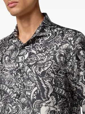 Philipp Plein Tattoo-print Silk Shirt